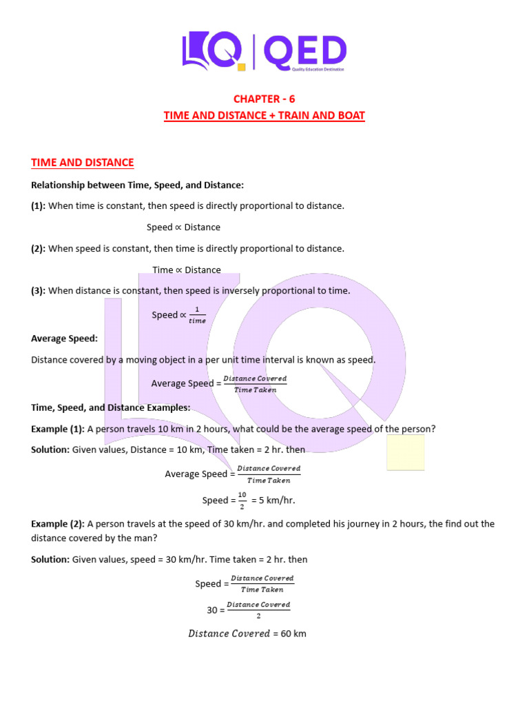 Time and Distance - Train and Boat (Sheet) | PDF | Speed | Physical ...
