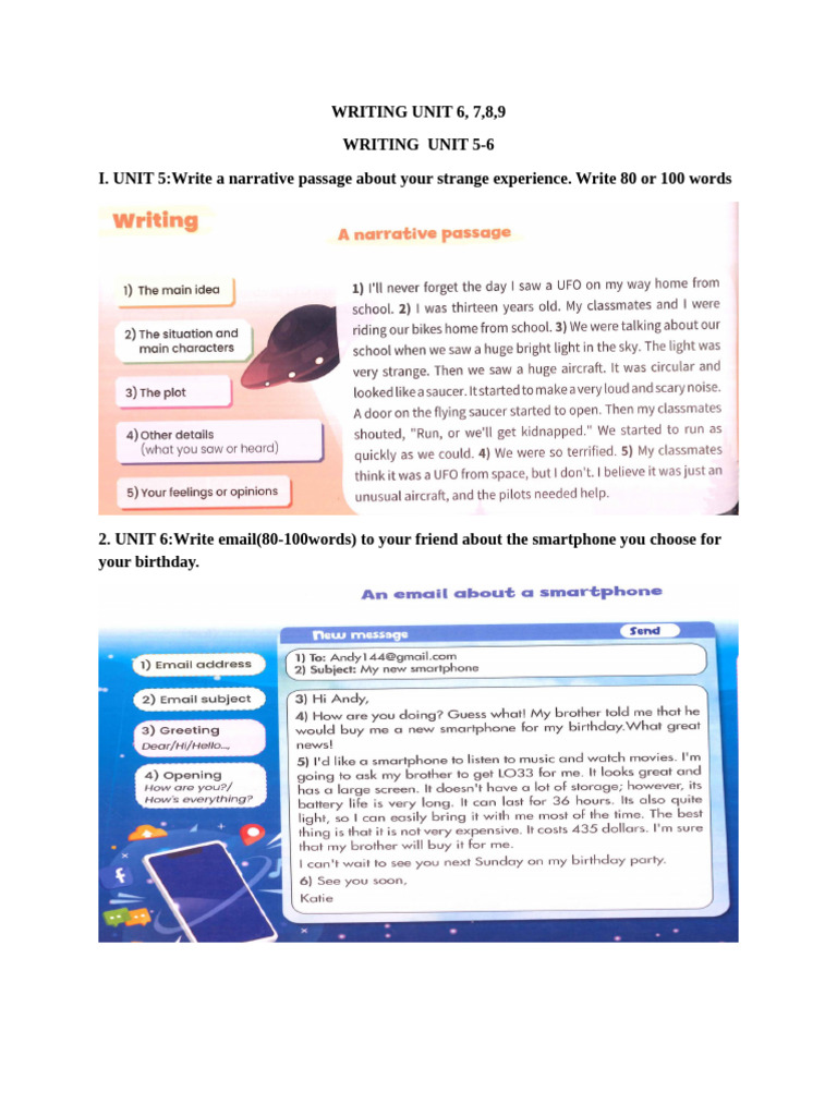 Writing Unit 8,9 | PDF