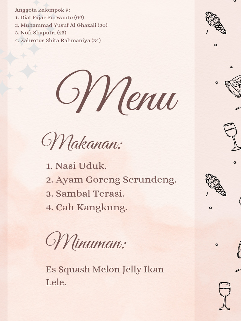 Pink and Brown Modern Bakery Shop Menu Card Poster | PDF