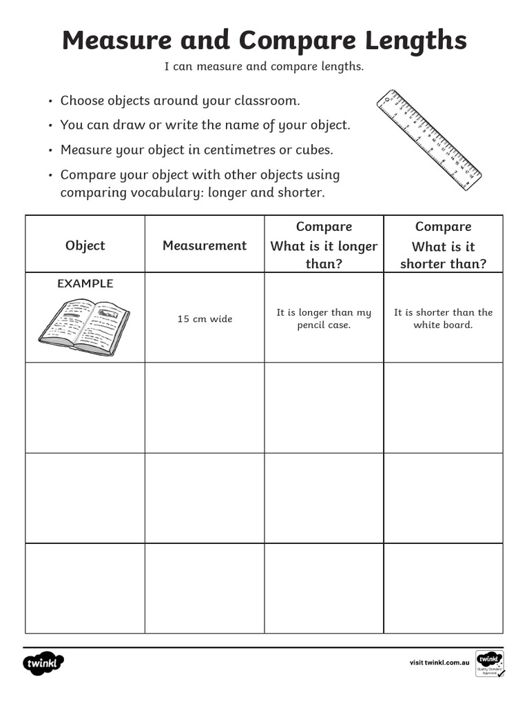 Measure and Compare Lengths Worksheet | PDF