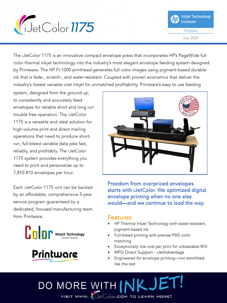 iJetColor 1175 Spec Sheet 07-15-25 | PDF | Printer (Computing) | Office ...