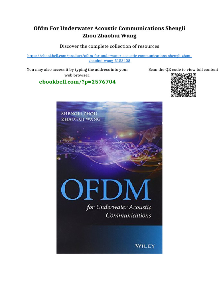 Ofdm For Underwater Acoustic Communications Shengli Zhou Zhaohui Wang ...