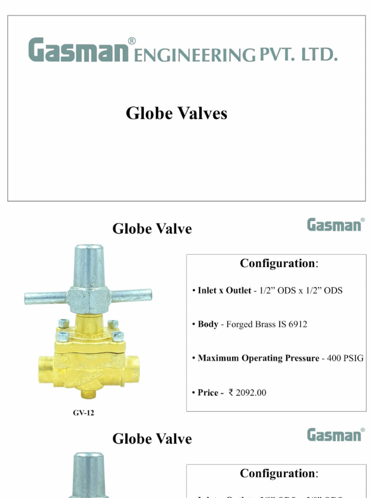 GASMAN Globe Valve Catalogue | PDF