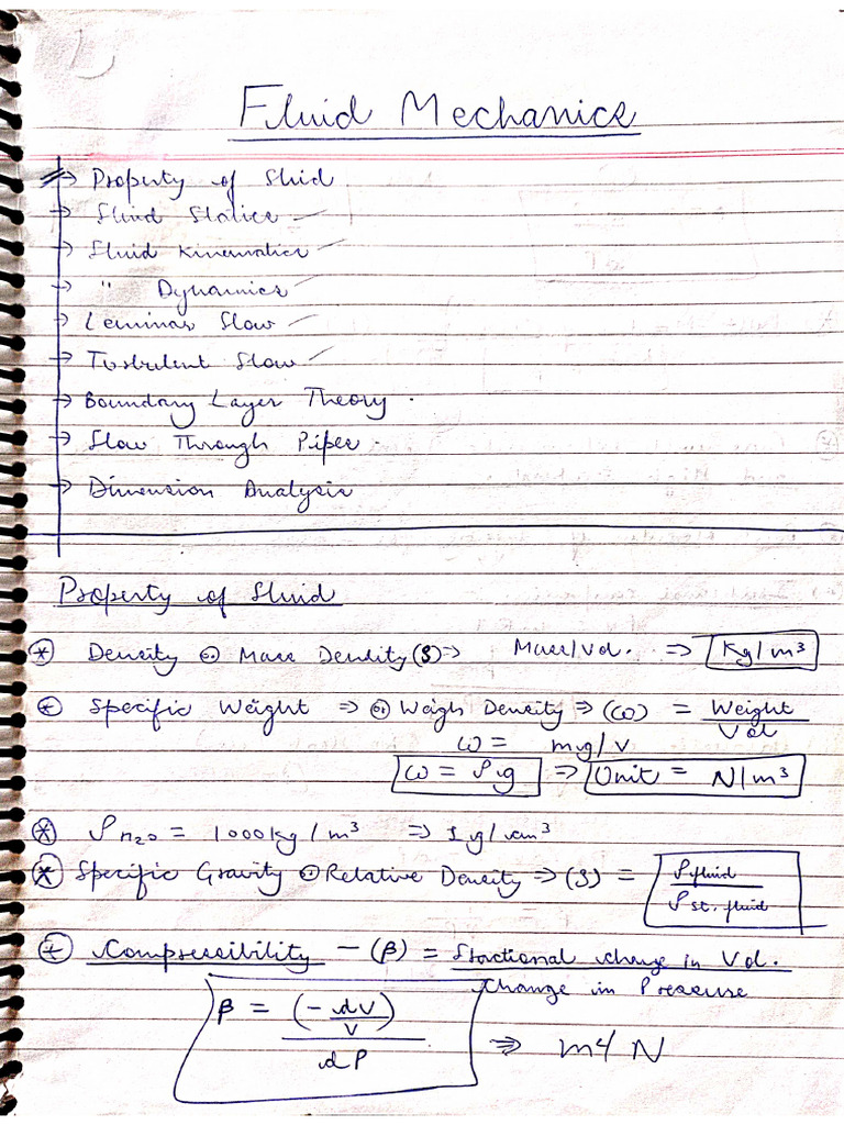 Fluid Mechanics Notes | PDF