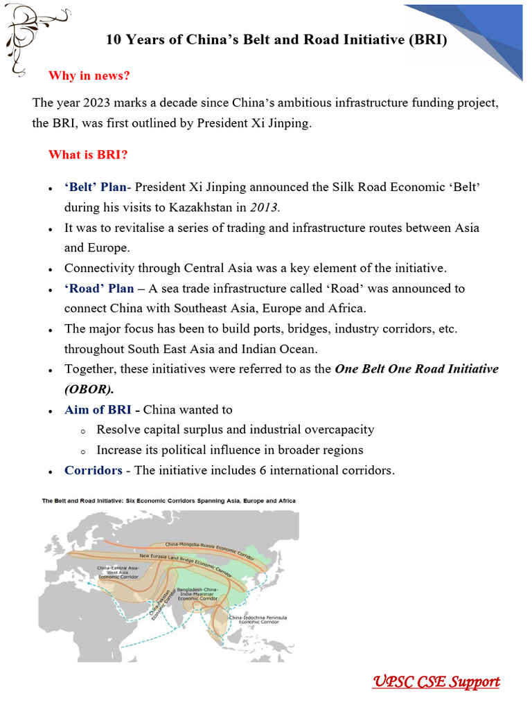 10 Years of China's Belt and Road Initiative (BRI) | PDF | Politics Of ...