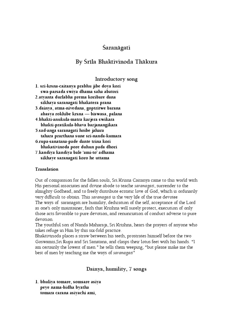 Bhaktivinoda Thakura Saranagati 3 | PDF | Religion & Spirituality