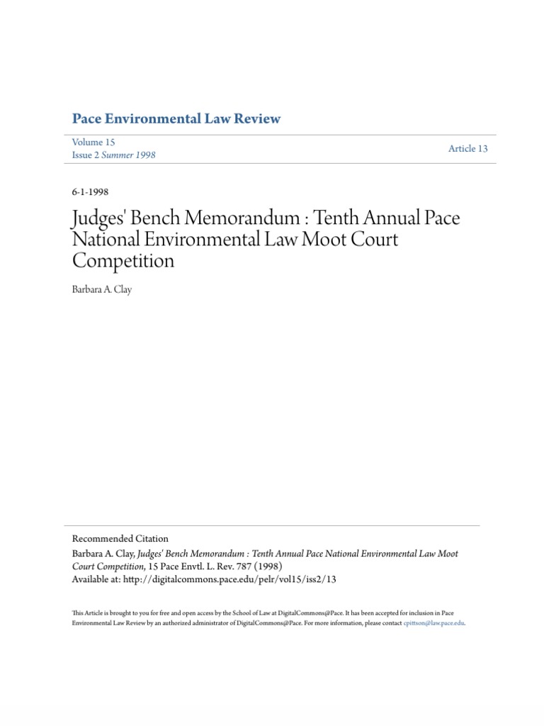 Judges Bench Memorandum - Tenth Annual Pace National Environment | PDF ...