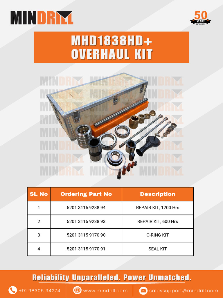 Mindrill MHD1838HD+ Overhaul Kit Flyer | PDF