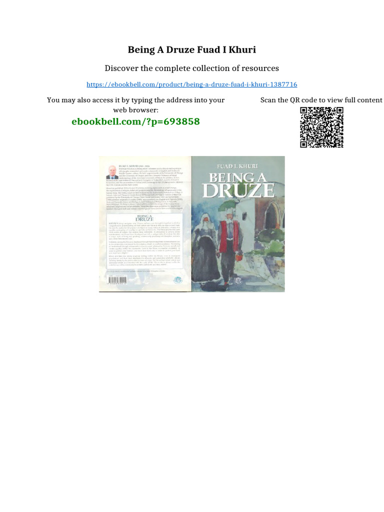Being A Druze Fuad I Khuri Available All Format | PDF | Intellectual ...