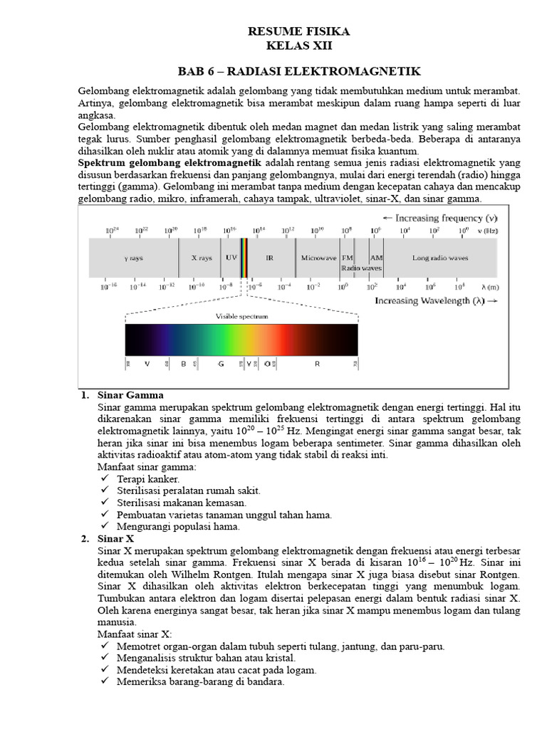 Resume Fisika Xii (Bab 6 Bab 7 - Radiasi Elektromagnetik Dan Teori ...