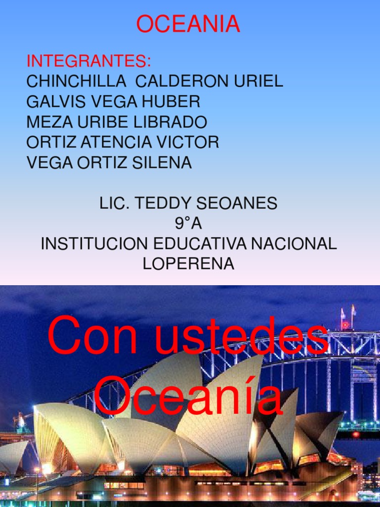 Diapositivas de Oceania | PDF | océano Pacífico | Australia