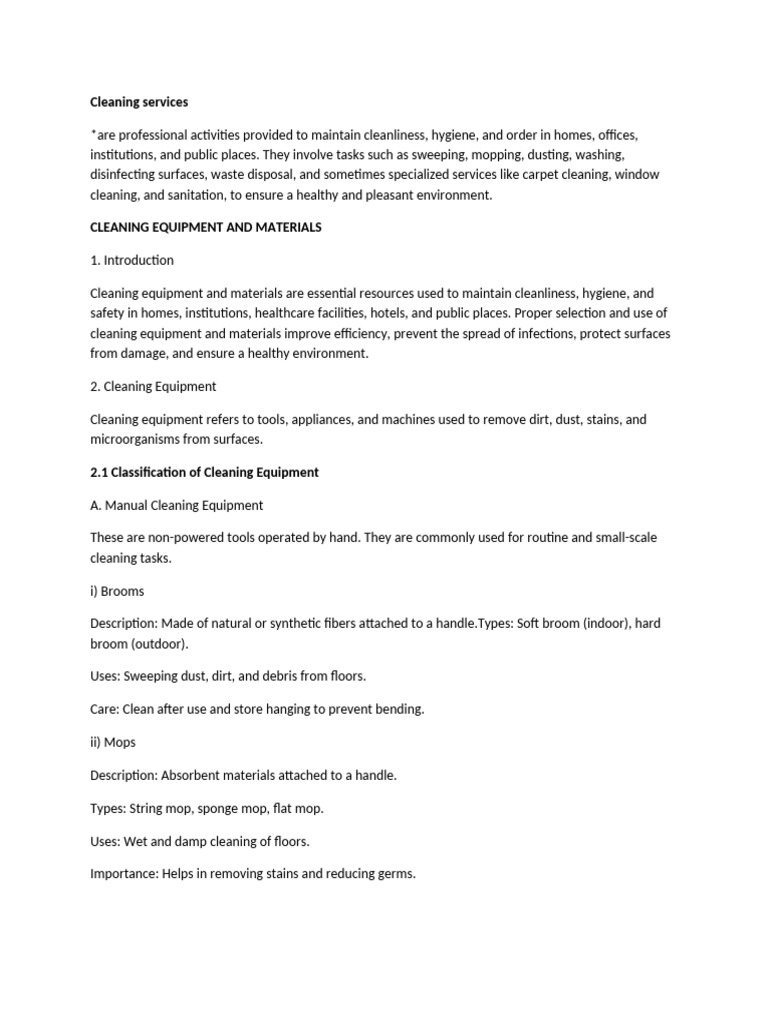 Housekeeping Main Notes | PDF | Housekeeping | Vacuum Cleaner