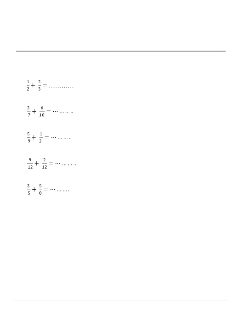 Adding Unlike Fractions | PDF