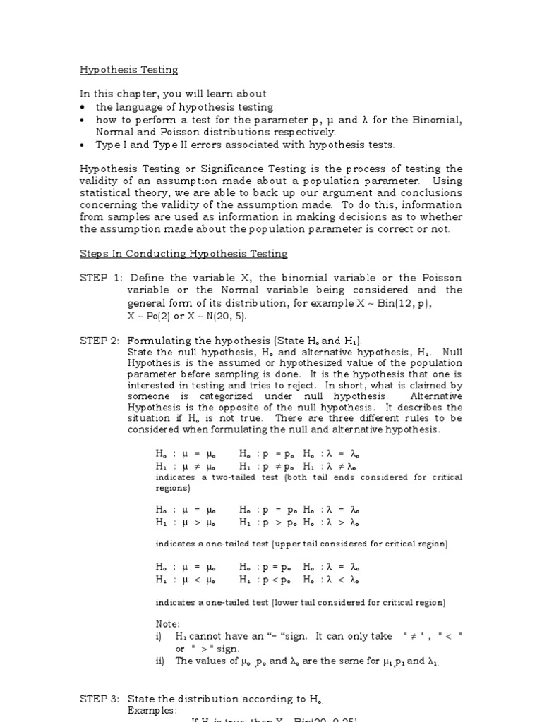 Hypothesis Testing Guide Pdf Statistical Hypothesis Testing Null 3402