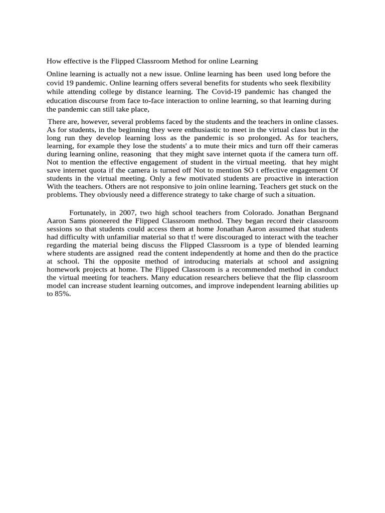How Effective Is The Flipped Classroom Method For Online Learning | PDF
