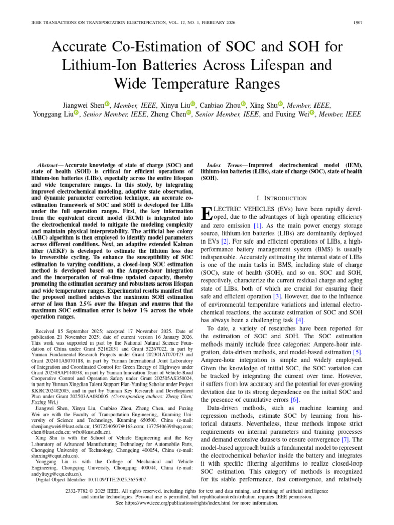 Accurate Co-Estimation of SOC and SOH For Lithium-Ion Batteries Across ...