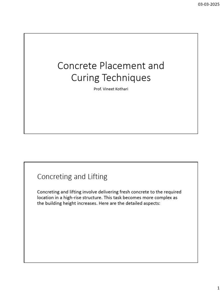 Concrete Placement and Curing | PDF | Concrete | Prestressed Concrete
