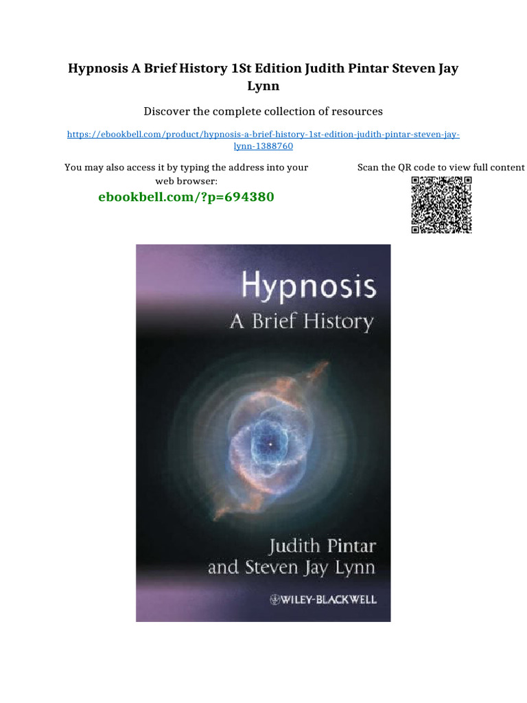 Hypnosis A Brief History 1st Edition Judith Pintar Steven Jay Lynn ...