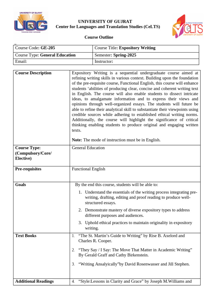 Sixteen Week Plan of Expository Writing Spring-25 | PDF | Writing ...