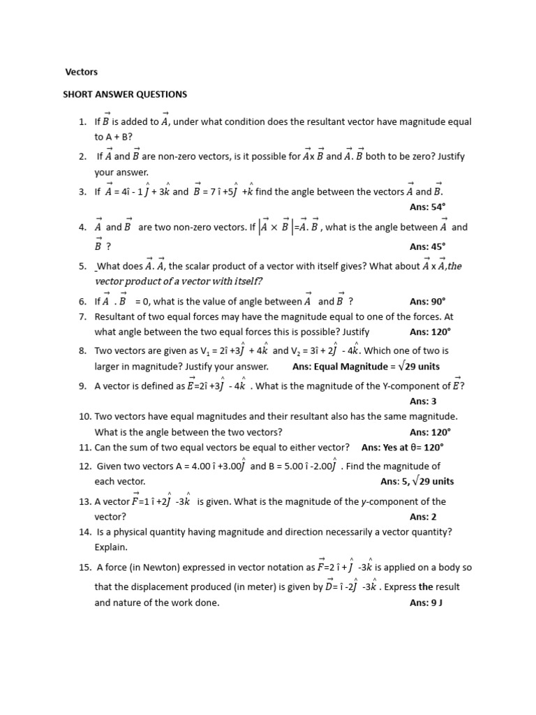 Vector Question Bank | PDF | Euclidean Vector | Norm (Mathematics)