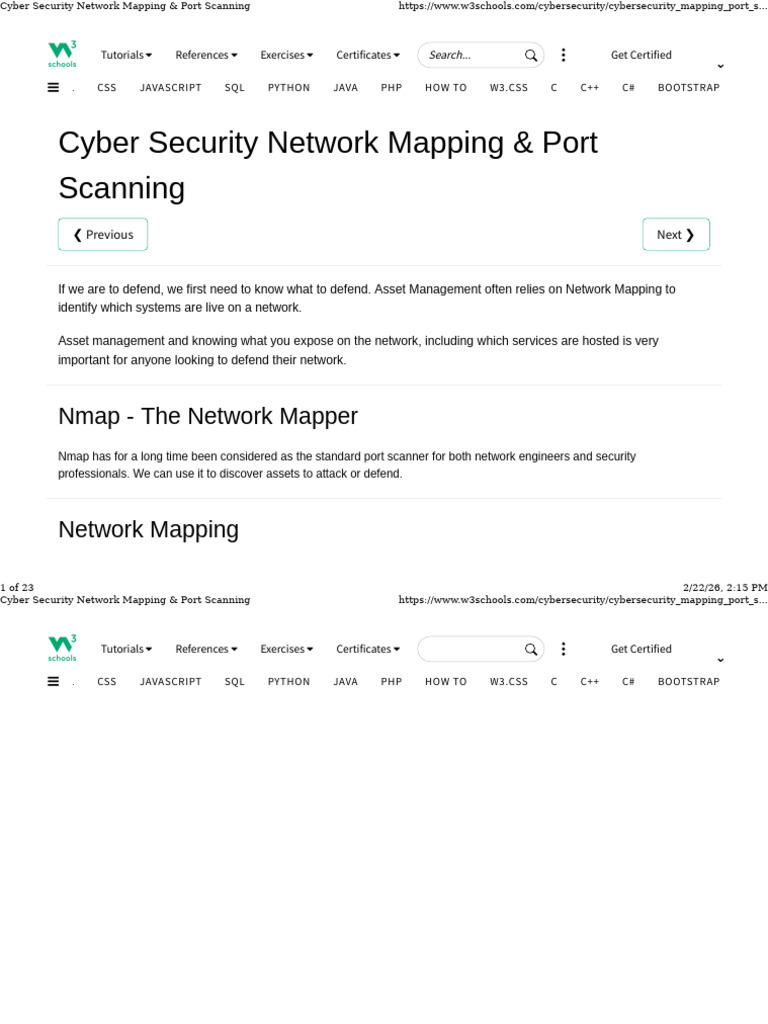 Cyber Security Network Mapping & Port Scanning | PDF | Transmission ...