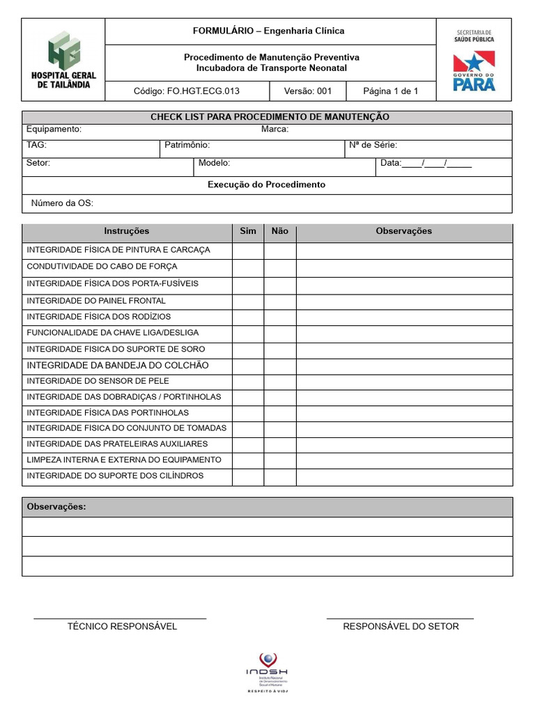 FO - hgt.ECG.013 V001 - Procedimento de Manutenção Preventiva ...