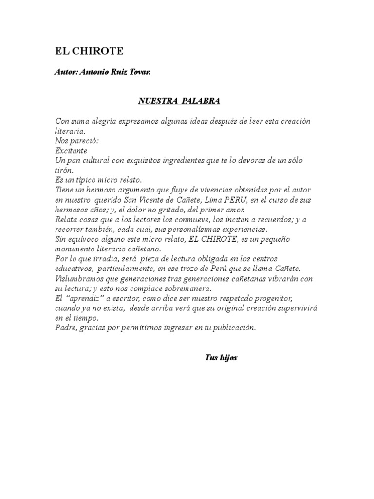 El Chirote | PDF | Amor | Pobreza