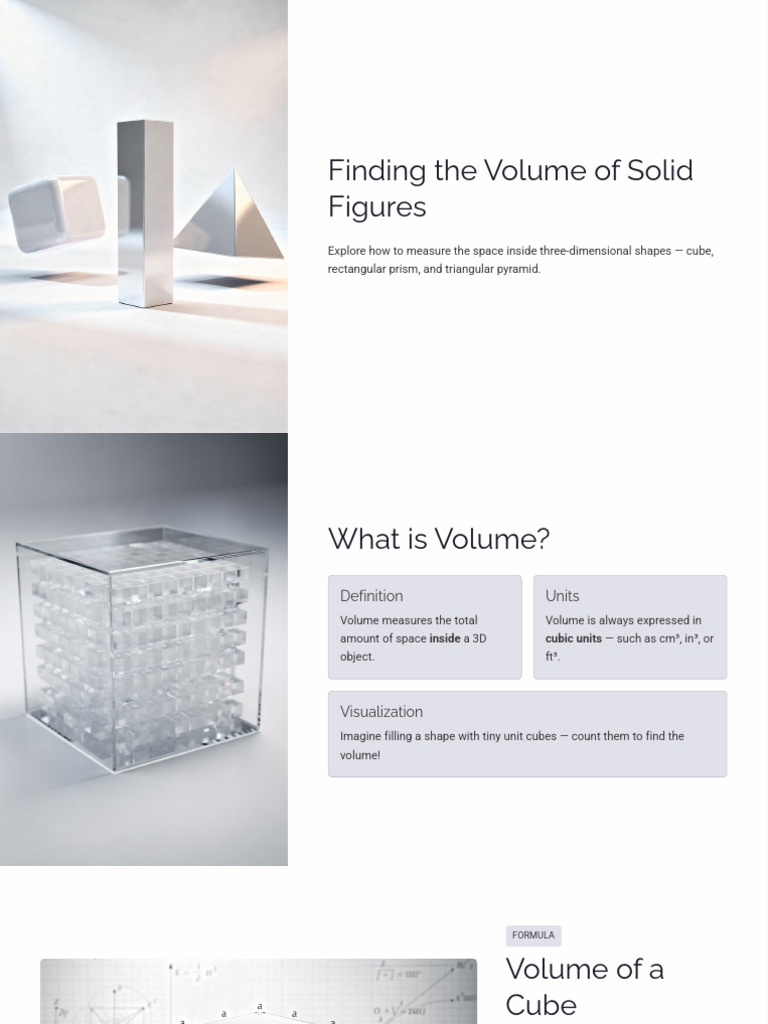 Finding The Volume of Solid Figures | PDF | Volume | Length