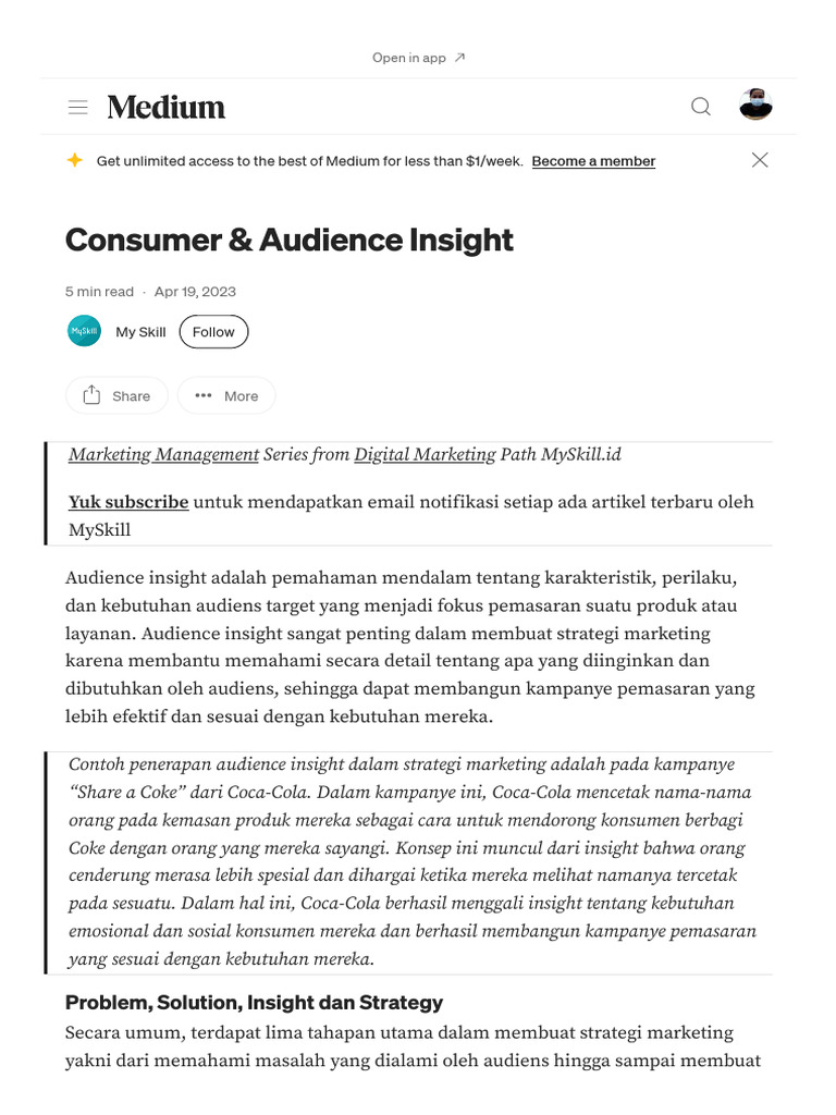 Consumer & Audience Insight. Marketing Management Series From - by My ...