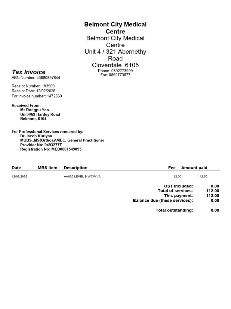 Invoice Receipt 183900 | PDF