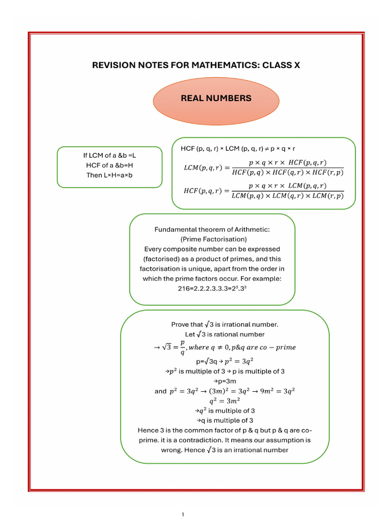Revision Notes X | PDF