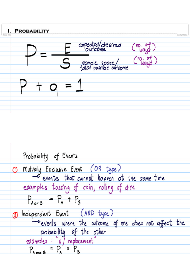 Probability Notes | PDF