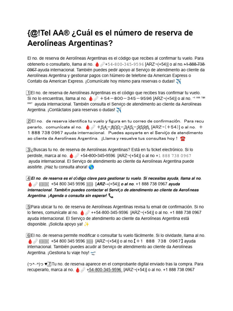 Tel Aar Cual Es El Numero de Reserva de Aerolineas Argentinas | PDF