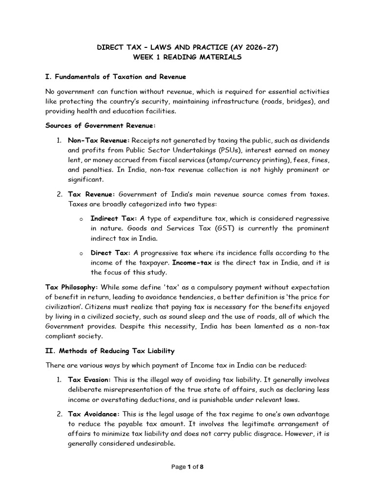 Week 1 Reading Materials | PDF | Taxes | Income Tax