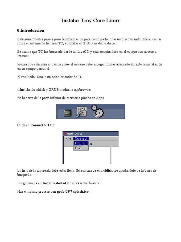 Guía de Instalación de Tiny Core Linux | PDF | Gestión de datos ...