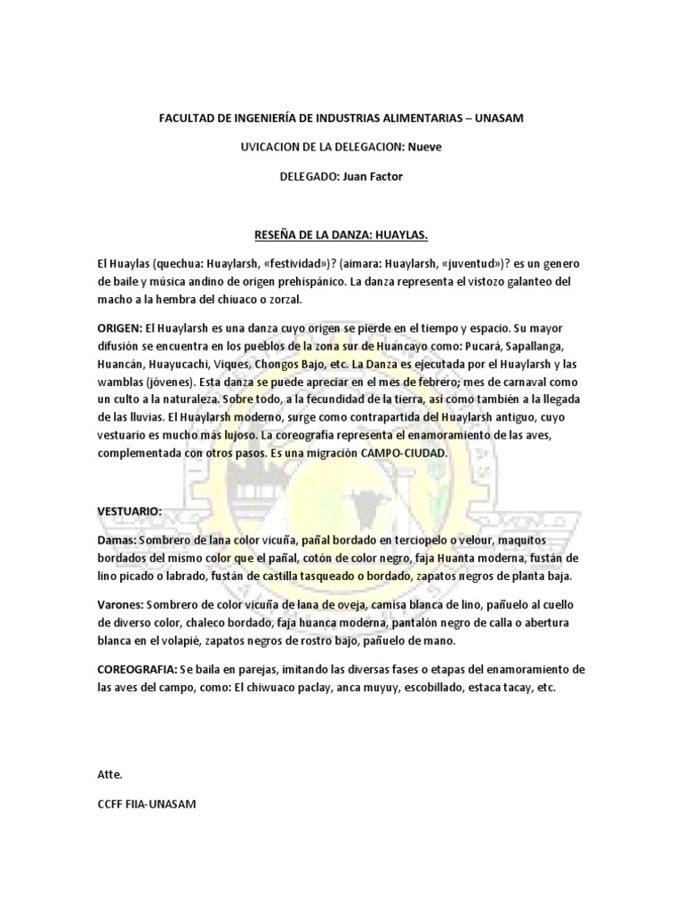 Reseña de La Danza Huaylas | PDF | Bailes | Ropa