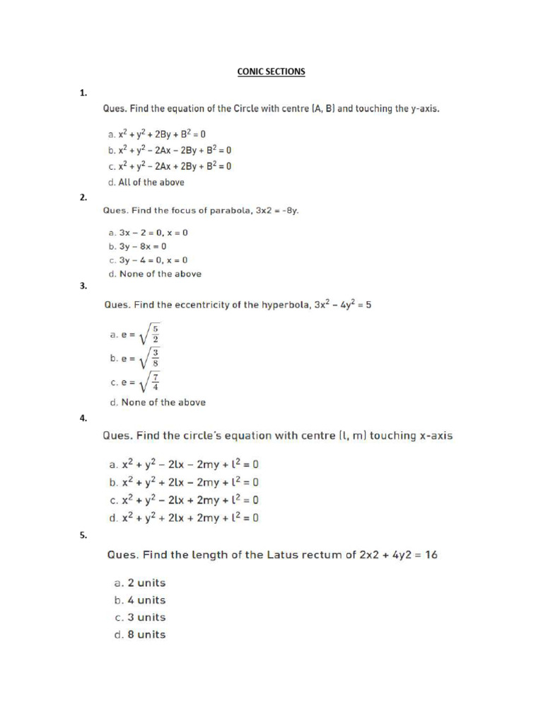 Conic Sections | PDF