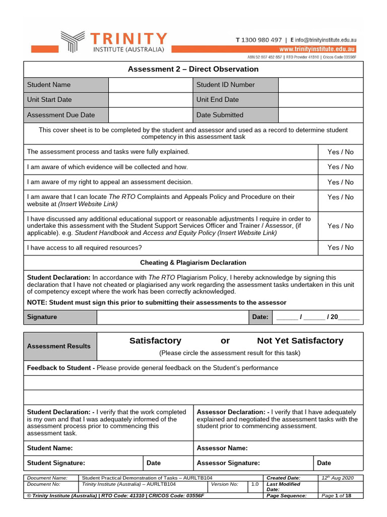 AURLTB104 - Practical - Demonstration - TasksV2 01 | PDF | Medical ...