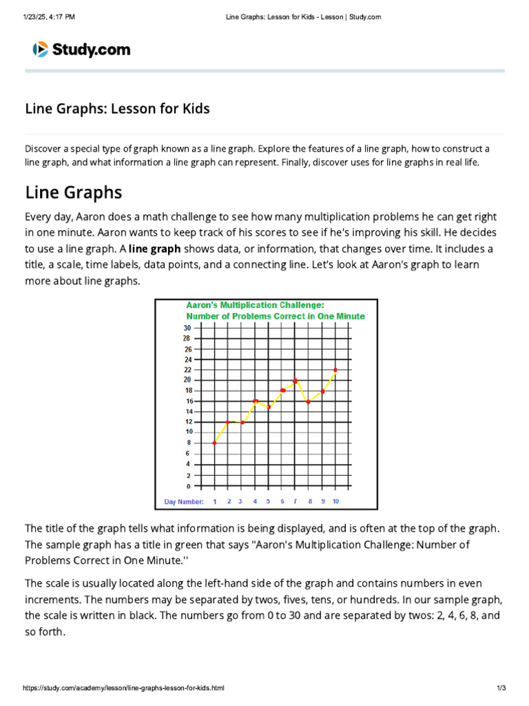 003 Line Graphs - Lesson For Kids - Lesson - Study | PDF