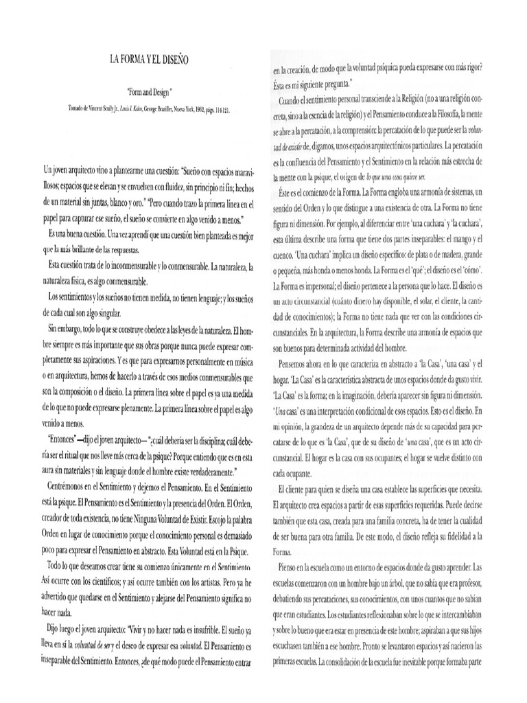 Louis I Kahn, La Forma y El Diseño | PDF | Las artes