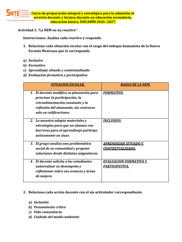 Ramirez Regina Daniela Actividad3 Nem | PDF | Maestros | Evaluación