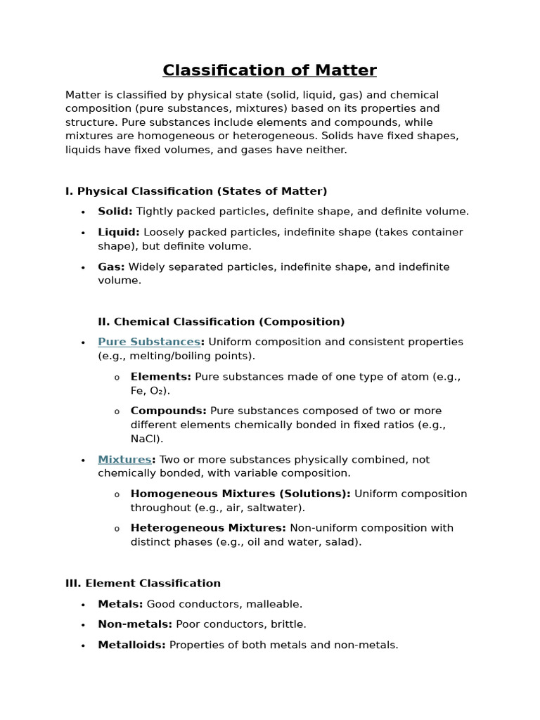 Classification of Matter | PDF