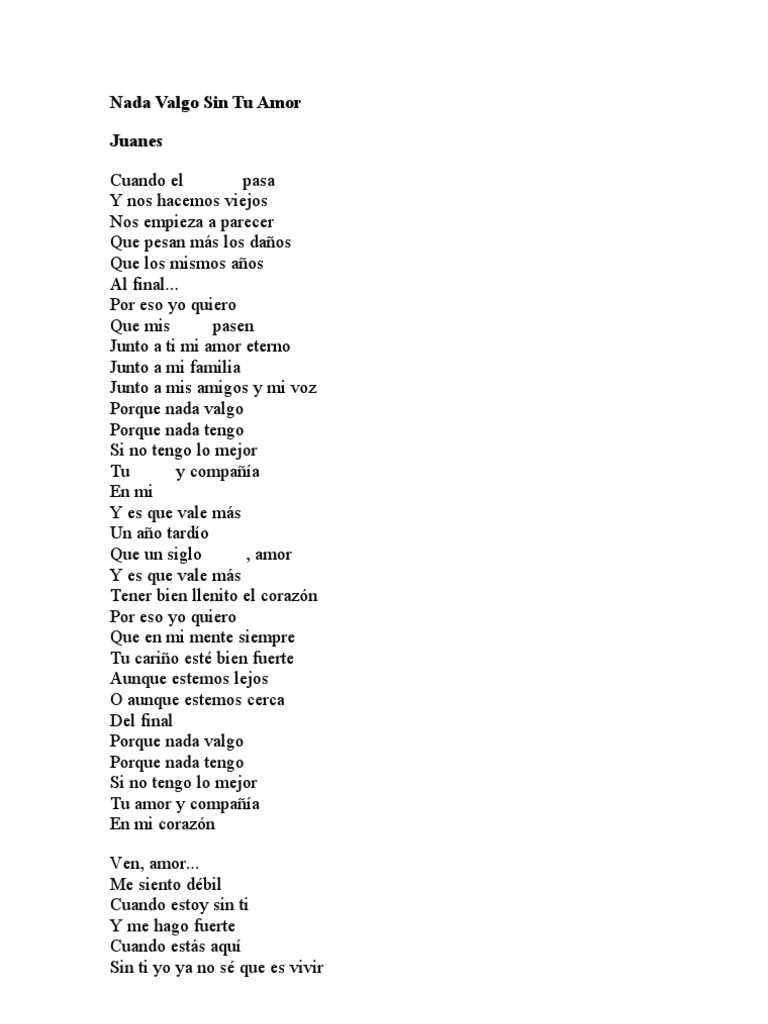 Letra Juanes | PDF | Amor | Ocio