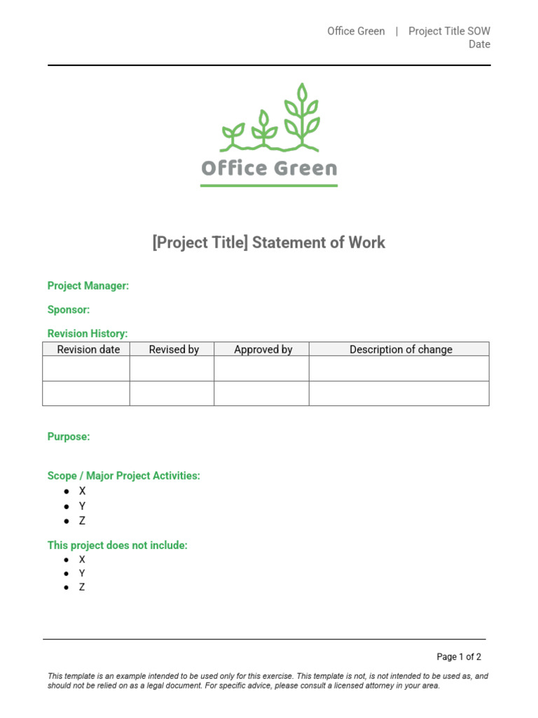 Google UX Design Certificate - Statement of Work (SoW) (Template) | PDF