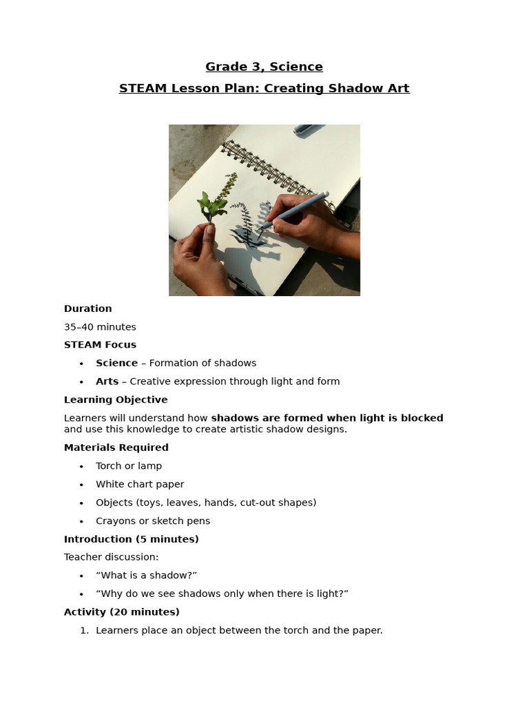 Shadow Art STEAM Activity | PDF