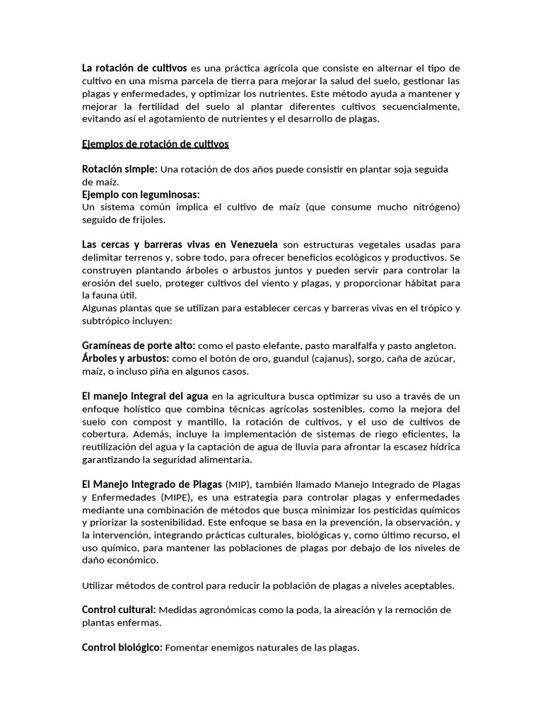 La Rotación de Cultivos | PDF | Agricultura | Suelo