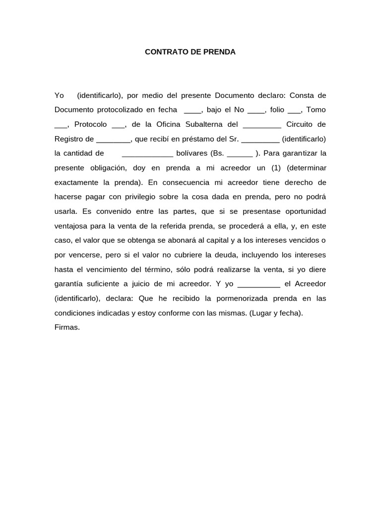 Contrato de Prenda | PDF