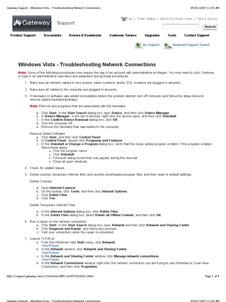 Windows Vista - Troubleshooting Network Connections: Support | PDF ...