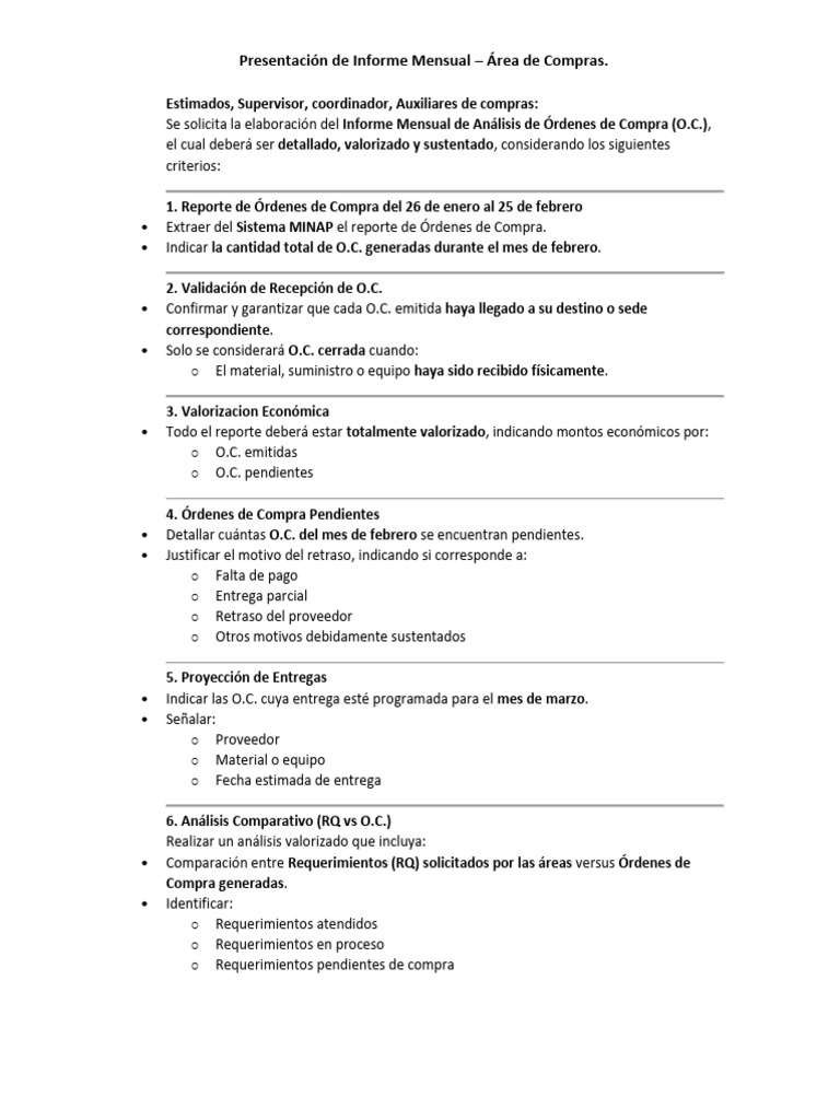Plantilla de Informe Mensual de Compras 2026 | PDF