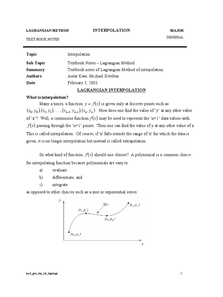 Lagrangian Interpolation | Download Free PDF | Interpolation ...